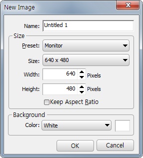 The New Image dialog